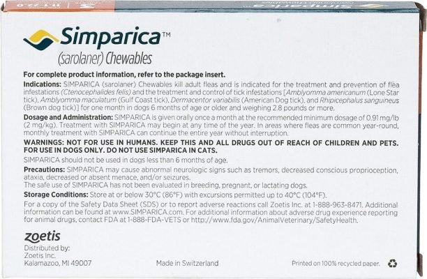 Simparica For Dogs 11.1-22 lbs (5.1-10 kg)