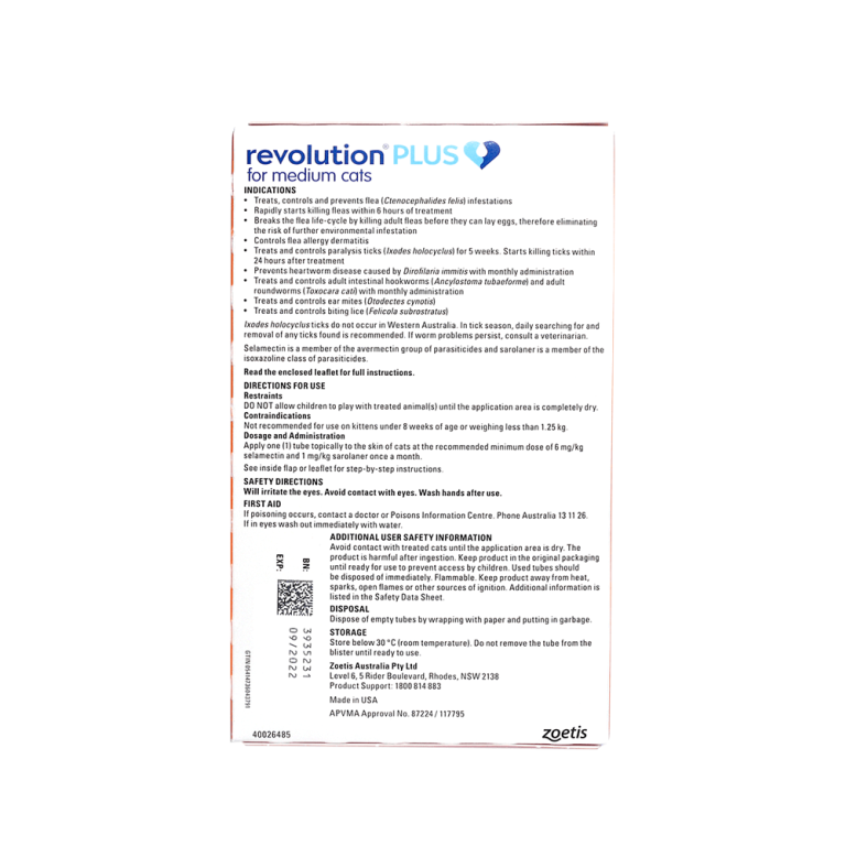Revolution Plus Topical Solution for Cats 5.6-11 lbs (2.6-5 kg)
